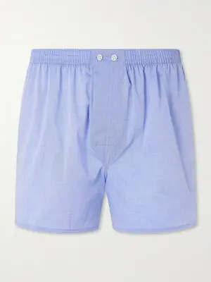 Derek Rose Amalfi Cotton Boxer Shorts - Blue