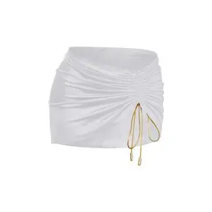 CAPRI SWIM™ Resort Mini Skirt With Adjustable Ruching And Metallic Drawstrings - White