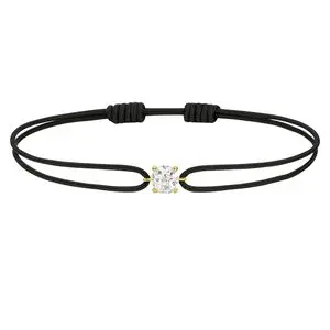 DYAMKA Black Cord Bracelet With White Gold And Diamond Setting