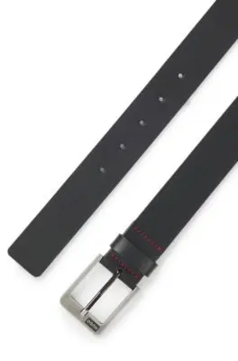 Hugo Smooth Leather Belt With Logo Pin Buckle