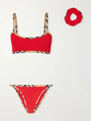Burberry X Hunza G Tyler Checked Original Crinkle Bikini - Red