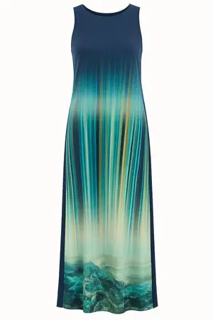 CONQUISTA Sleeveless Printed Maxi Dress - Blue