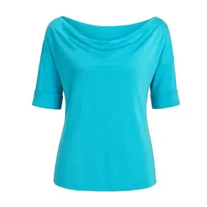 CONQUISTA Off Shoulder Top With Scoop Neck And Elbow Sleeves