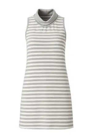 CONQUISTA Sleeveless High Neck Striped Dress