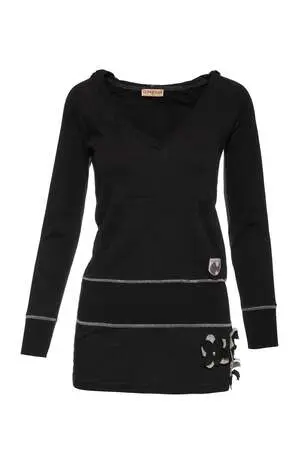 CONQUISTA Long Sleeve Hooded Tunic With Appliqué Detail