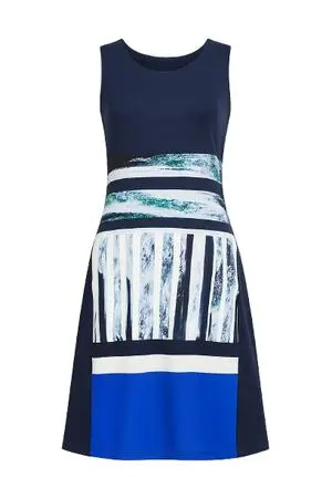 CONQUISTA Sleeveless A-line Dress With Abstract Print