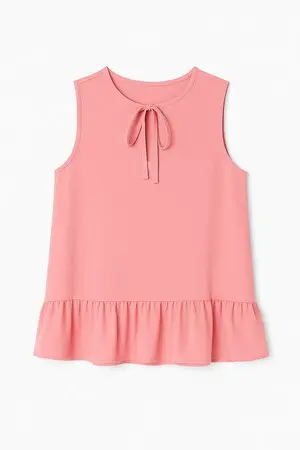 CONQUISTA Sleeveless Top With Double Layer Frill