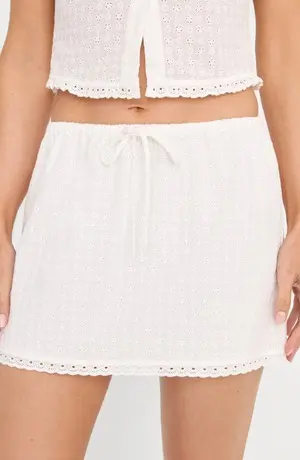 Good American Cotton Eyelet Mini Skirt