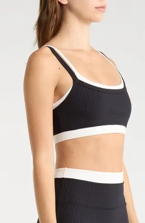 Year Of Ours Ribbed Layered Sports Bra - Black/white