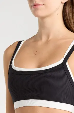 Year Of Ours Ribbed Layered Sports Bra - Black/white