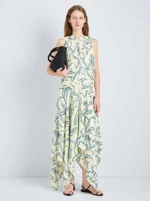 Proenza Schouler Sybella Midi Dress - Pale Yellow Multi