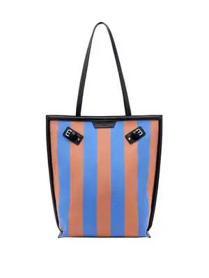 Proenza Schouler North South Days Tote In Striped Canvas - Sapphire/rust