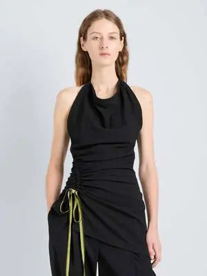 Proenza Schouler Melia Halter Top With Ruching - Black
