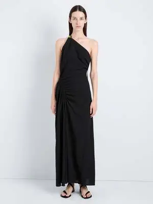 Proenza Schouler Sirena Crinkle Linen Viscose Dress - Black