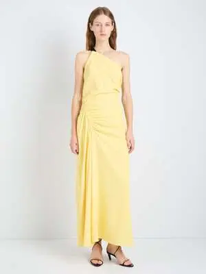 Proenza Schouler Sirena Crinkle Linen Viscose Dress - Yellow