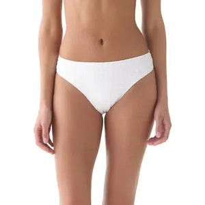 Kate Spade New York Seersucker High Cut Bikini Bottom - White