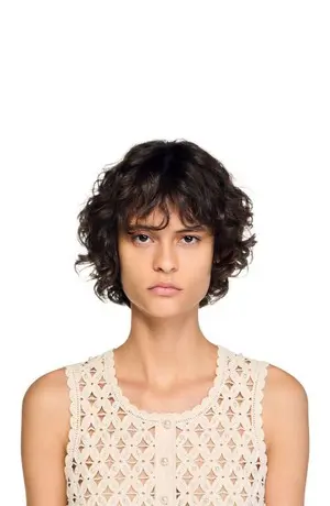 Sandro Beaded Crochet Cropped Cardigan - Ecru