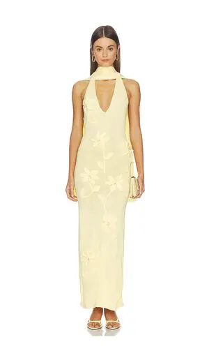 CAPITTANA Uchi Maxi Dress With Floral Embellishments - Yellow