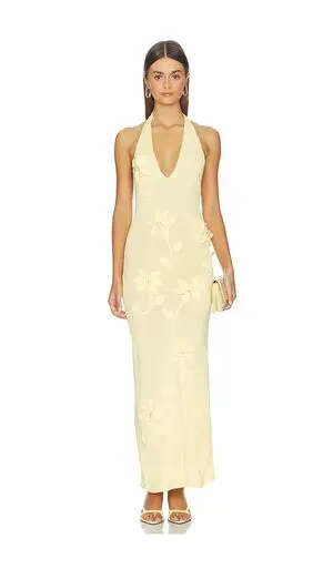 CAPITTANA Uchi Maxi Dress With Floral Embellishments