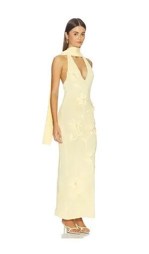 CAPITTANA Uchi Maxi Dress With Floral Embellishments