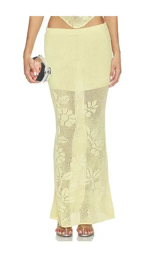 CAPITTANA Mallory Embroidered Knit Maxi Skirt