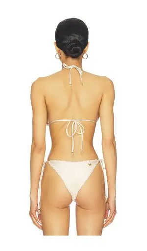 CAPITTANA Embroidered Floral Triangle Bikini Top