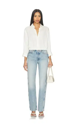 Theory Quarter Sleeve Cropped Shirt - Ivory