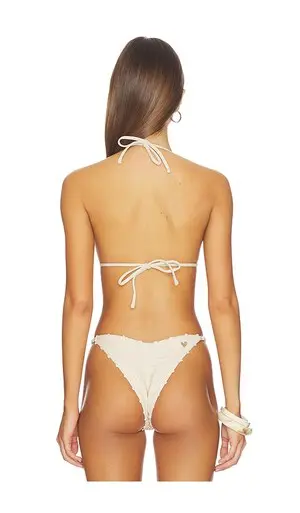 CAPITTANA Giavanna Triangle Bikini Top With Beaded Fringe