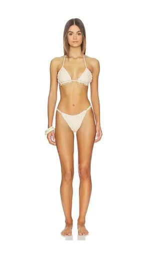 CAPITTANA Giavanna Triangle Bikini Top With Beaded Fringe