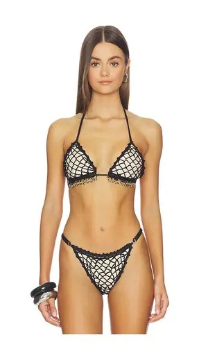 CAPITTANA Giavanna Embellished Triangle Bikini Top - Black