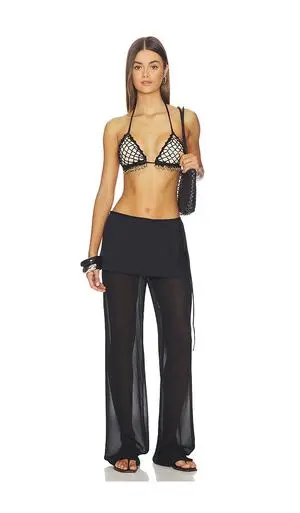 CAPITTANA Giavanna Triangle Bikini Top With Beaded Fringe