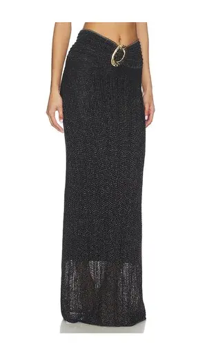 CAPITTANA Metallic Knit Full Length Skirt