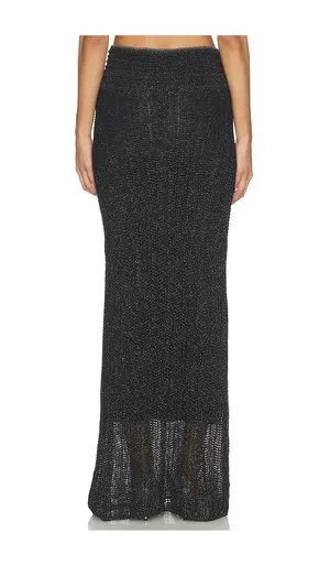 CAPITTANA Metallic Knit Full Length Skirt