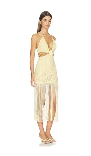 CAPITTANA Zoe Knit Halterneck Dress With Fringe