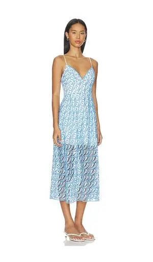 MILLY Hazel Embroidered Midi Dress