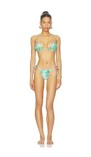 PQ SWIM Embroidered Lettuce Edge Tie Side Bikini Bottom