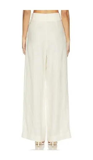 HEVRON Alina Linen Wide Leg Trousers - Ivory