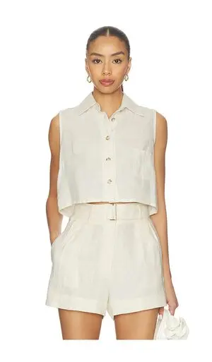 HEVRON Katja Linen Cropped Shirt