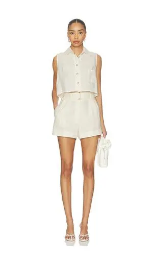HEVRON Katja Linen Cropped Shirt