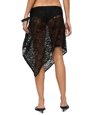 EDIKTED Sheer Lace Handkerchief Midi Skort