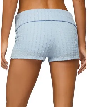 EDIKTED Iyara Textured Knit Foldover Micro Shorts