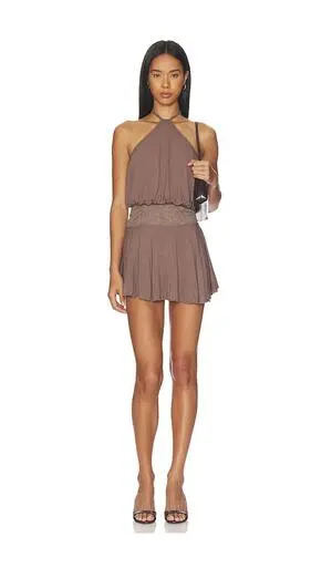 MORE TO COME Easton Halter Mini Dress - Brown