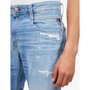 REPLAY Anbass Slim-fit Stretch-denim Jeans - Medium Blue