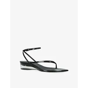 Alaïa Wedge Leather Thong Sandals