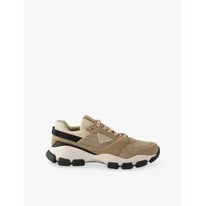 Prada Panelled Mesh And Suede Low Top Trainers - Neutral