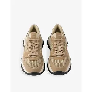 Prada Panelled Mesh And Suede Low Top Trainers - Neutral