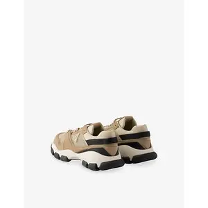 Prada Panelled Mesh And Suede Low Top Trainers - Neutral