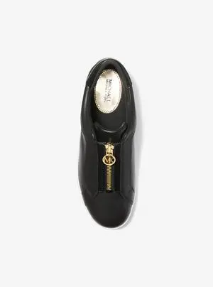 Michael Kors Keaton Leather Zip-up Low Top Sneakers - Black