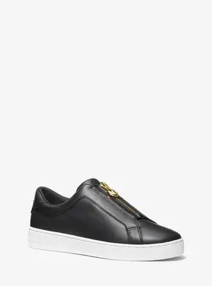 Michael Kors Keaton Leather Zip-up Low Top Sneakers - Black