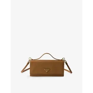 Prada Saffiano Shoulder-strap Leather Wallet 1 Size Brown